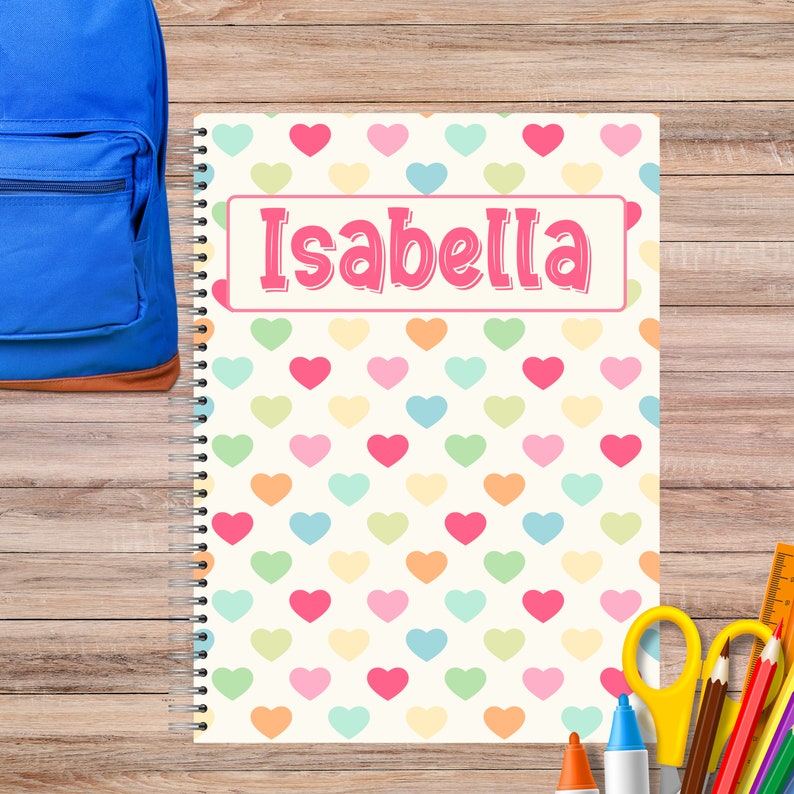 Rainbow Personalized Notebook, Personalized Hearts Notebook, Gifts for ...
