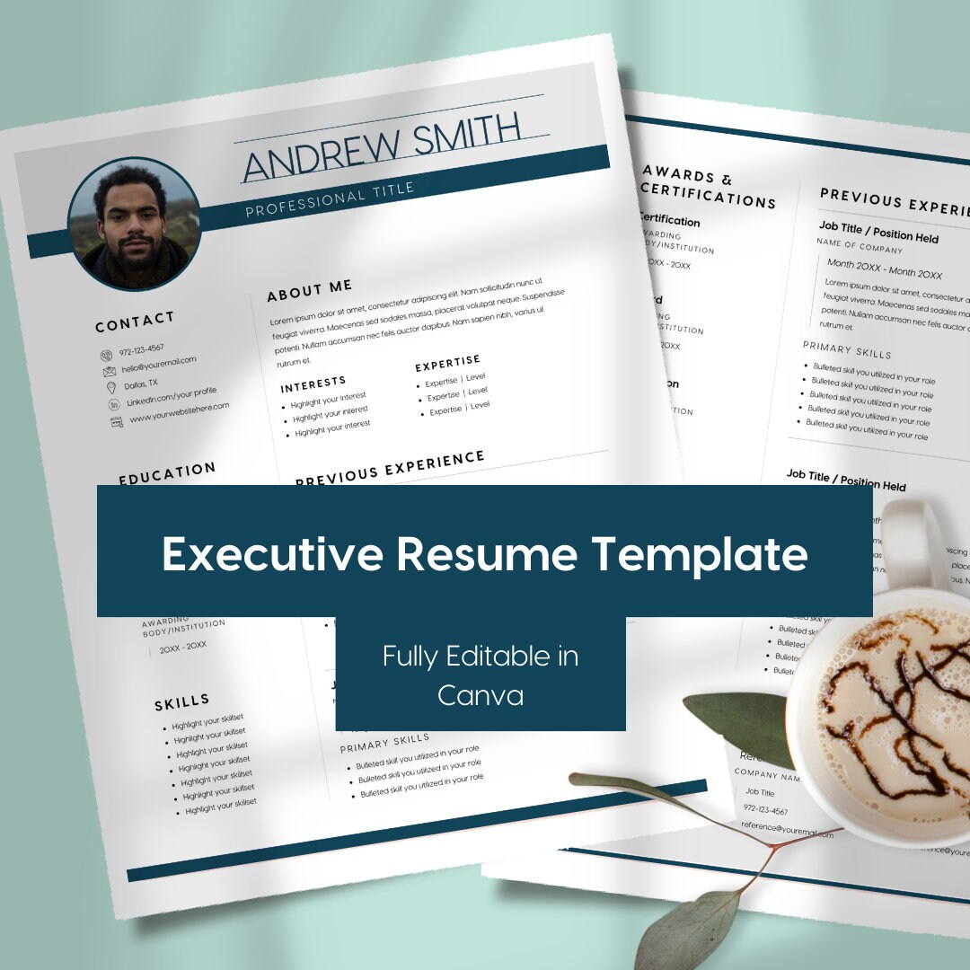 Modern Dark Resume Template | Canva Resume Template | Dark Resume ...