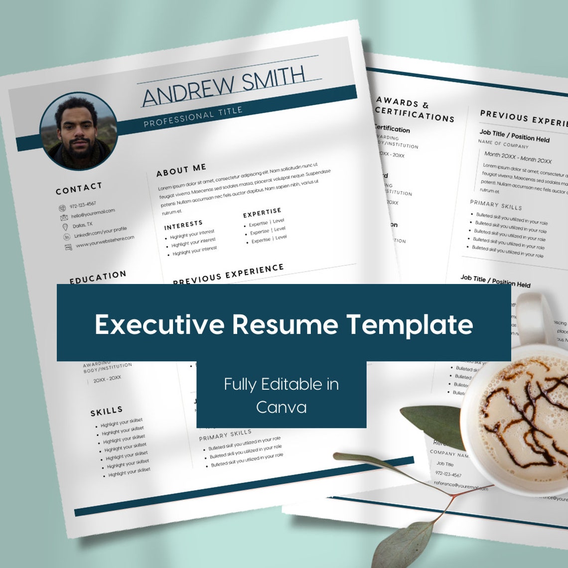 Modern Dark Resume Template Canva Resume Template Dark Resume Template Executive Resume