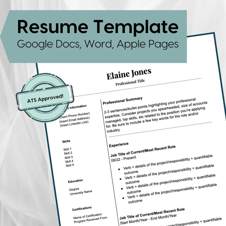 Cv Template Word and Apple Pages Resume Resume Google Doc Creative ...