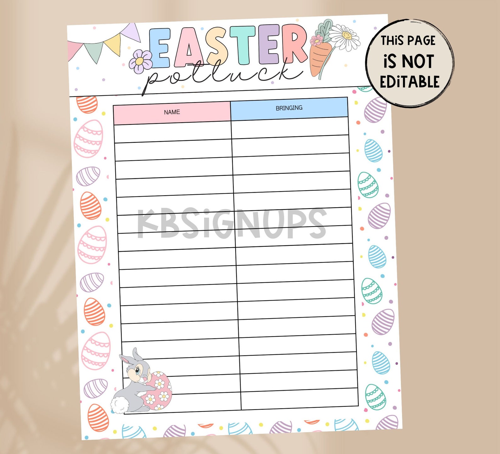 Easter PARTY POTLUCK Sign-up Sheet - Easter Class Party | Volunteer ...