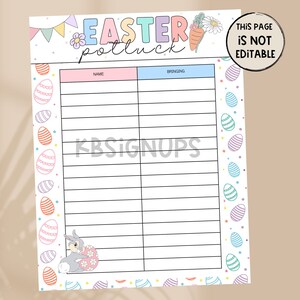 Easter PARTY POTLUCK Sign-up Sheet - Easter Class Party | Volunteer ...