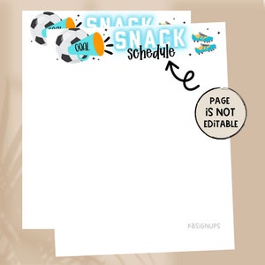 Editable ORANGE & Blue Soccer Snack Sign up | Game Day Snack Template ...