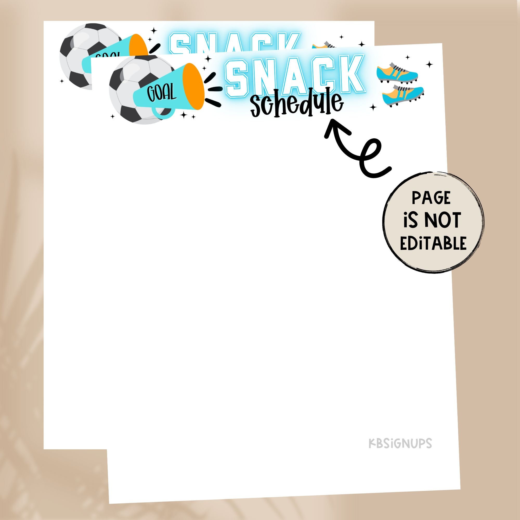 Editable ORANGE & Blue Soccer Snack Sign up | Game Day Snack Template ...