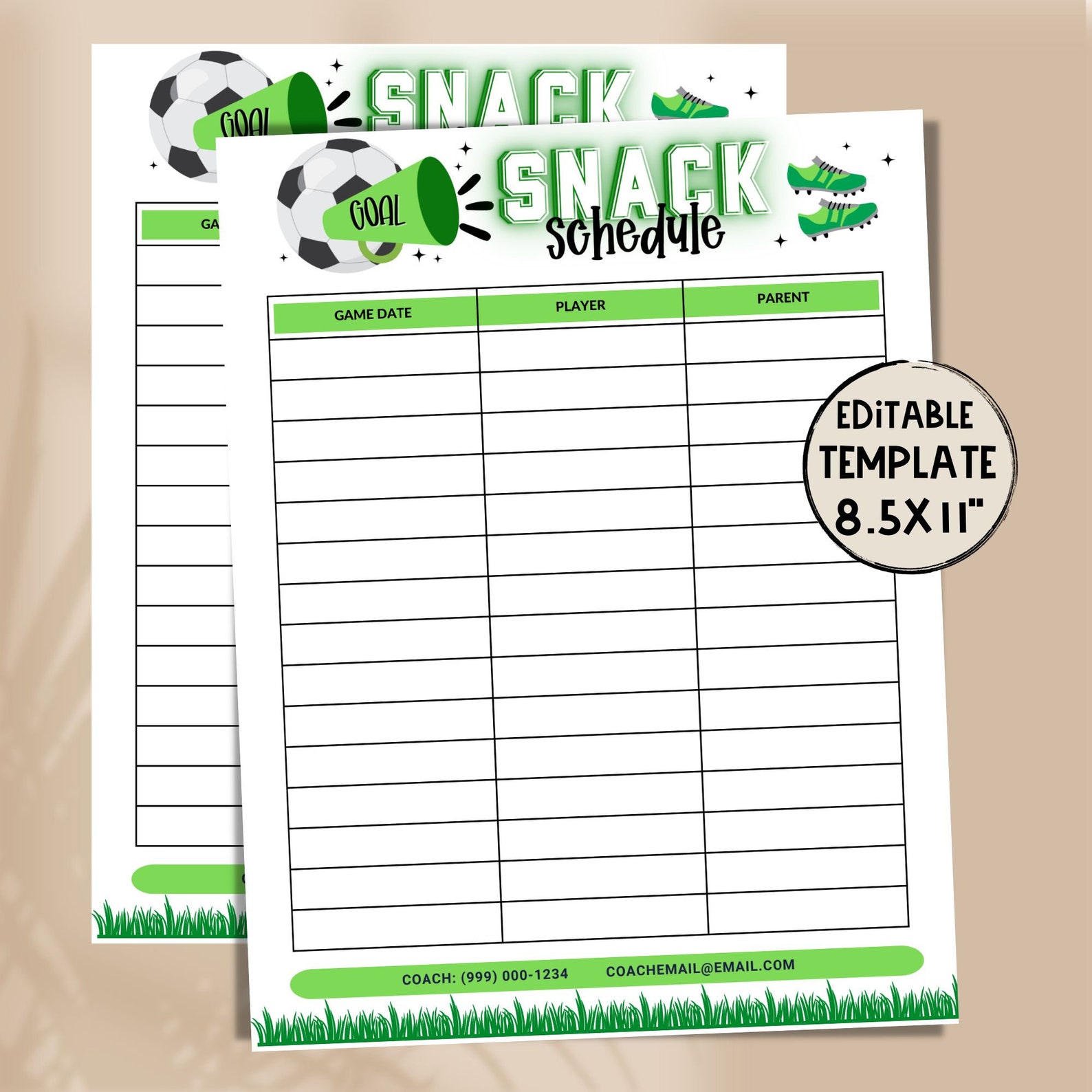 Soccer Snack Sign up Soccer Snack Sheet Game Day Snack Template Snack ...
