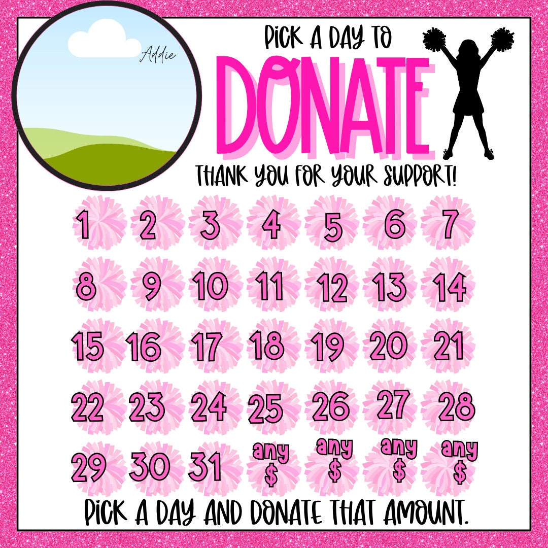 Cheerleading Pick A Date to Donate With Photo | Cheer Fundraiser | Pay ...