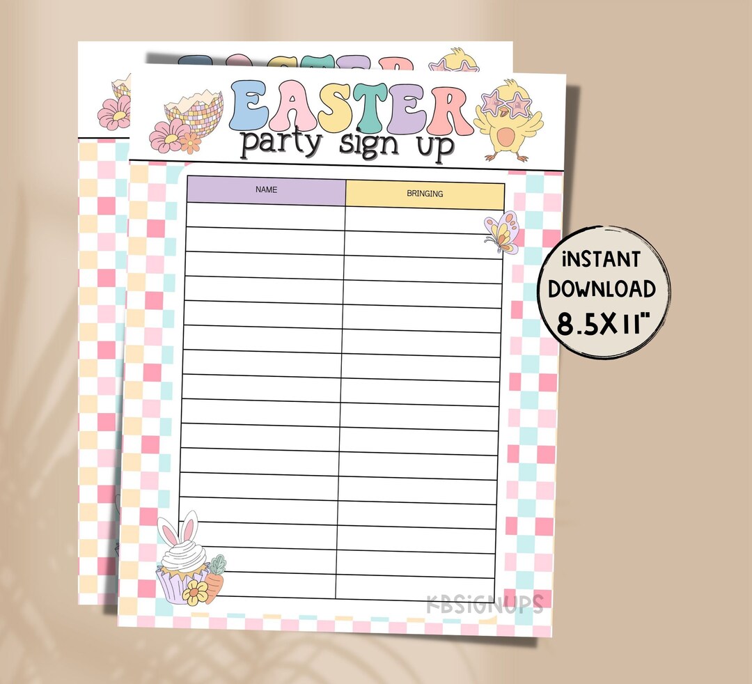 Easter PARTY POTLUCK Sign-up Sheet - Easter Class Party | Volunteer ...