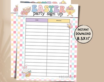 Editable Easter Party Sign up Sheet - Etsy