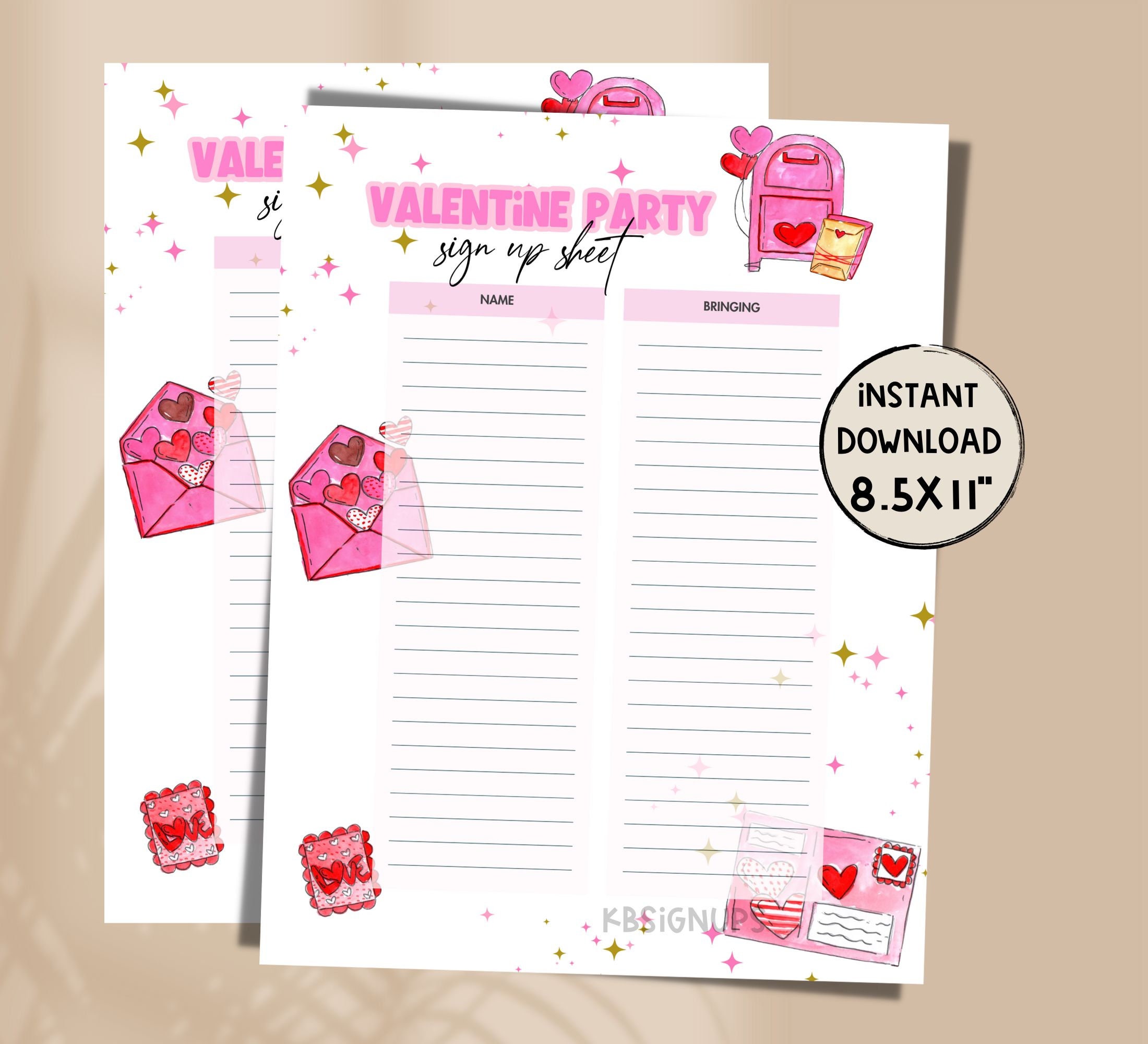 Valentines Day POTLUCK Sign-up Sheet - Valentine Class Party ...
