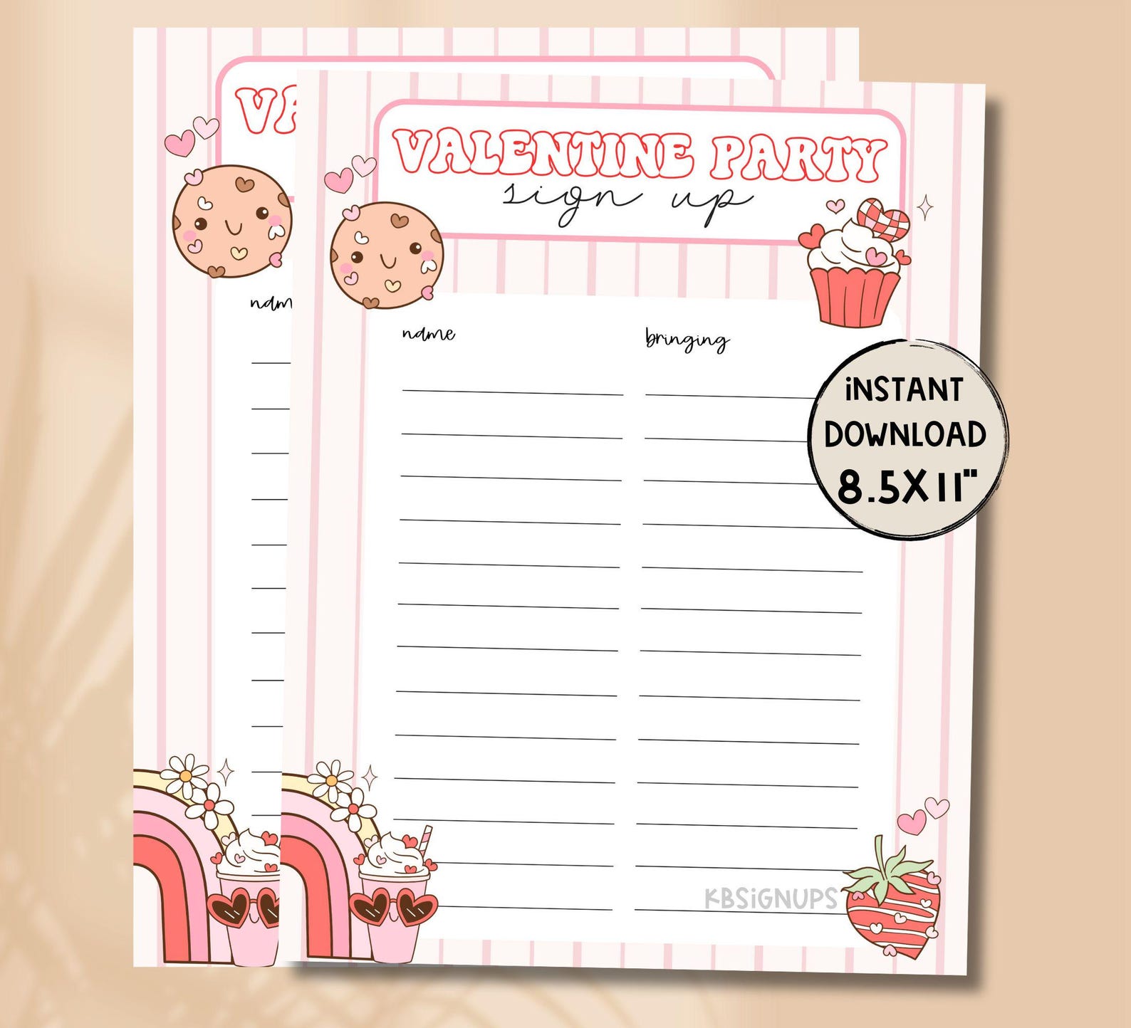 Valentines Day POTLUCK Sign-up Sheet - Kids Valentine Class Party ...