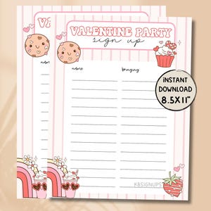 Valentines Day POTLUCK Sign-up Sheet - Kids Valentine Class Party ...