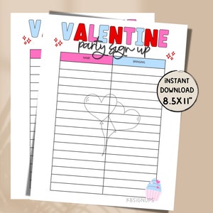 Valentines Day Party Sign-up Sheet - Valentine Class Party | Volunteer ...