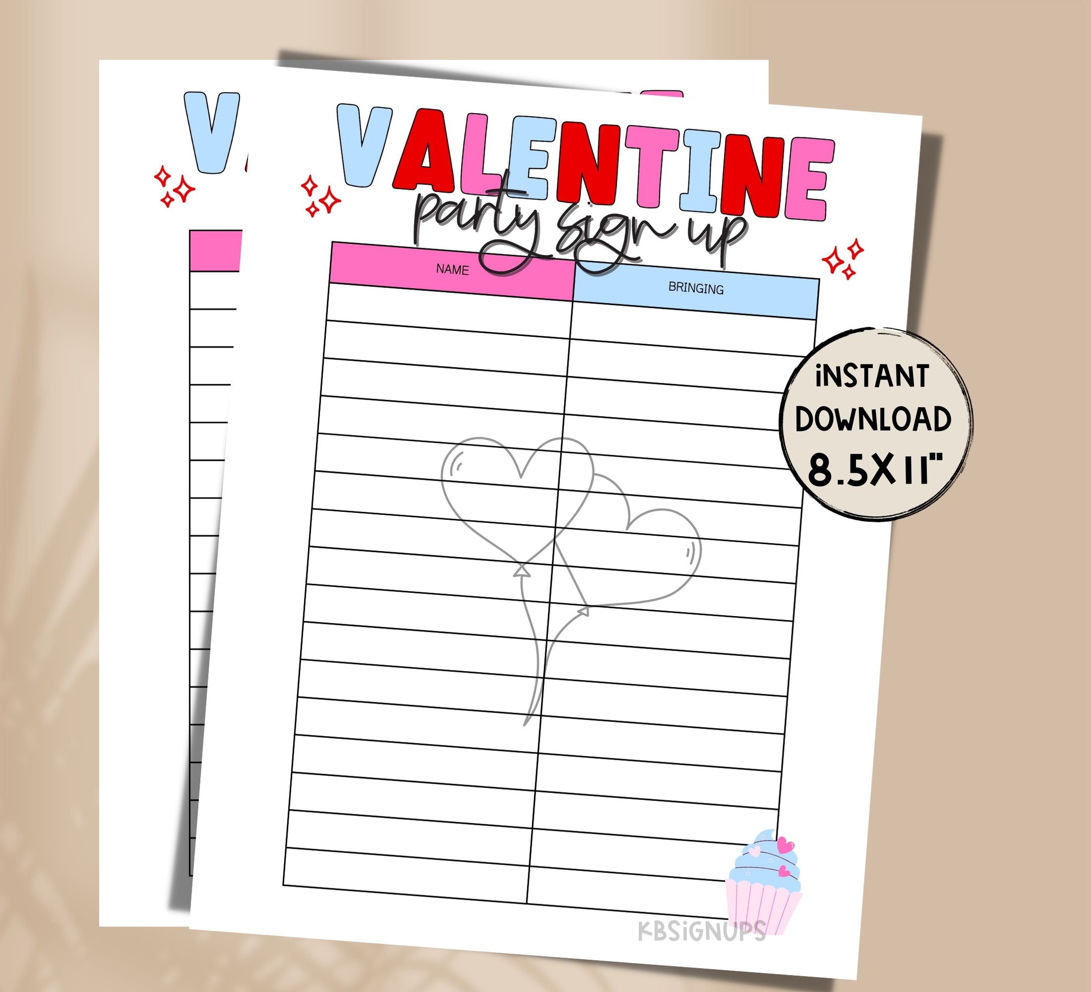 Valentines Day Party Sign-up Sheet - Valentine Class Party | Volunteer ...