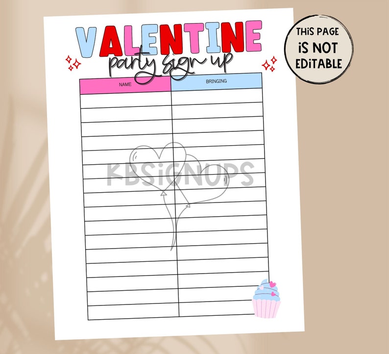 Valentines Day Party Sign-up Sheet - Valentine Class Party | Volunteer ...