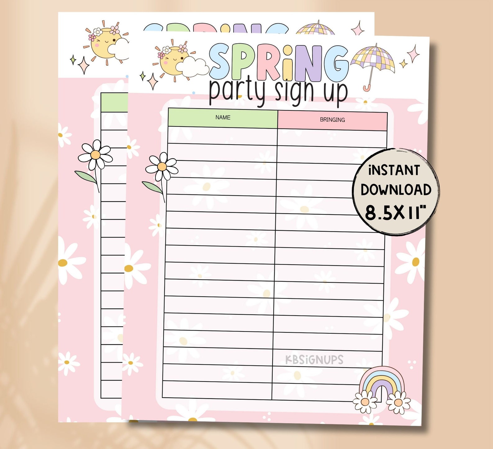 Spring Class Party Sign-up Sheet - Spring Preschool Class Party ...