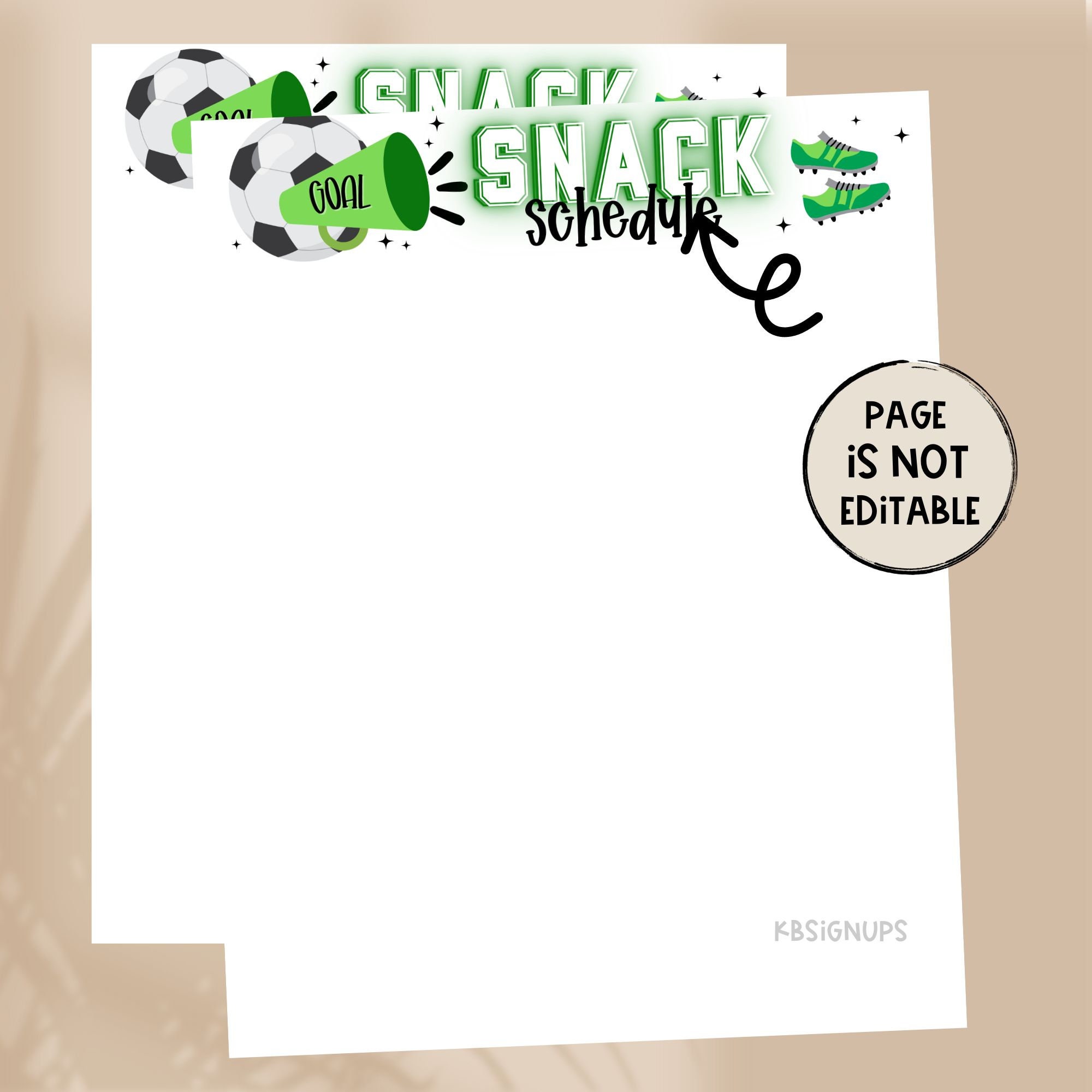 Soccer Snack Sign up Soccer Snack Sheet Game Day Snack Template Snack ...