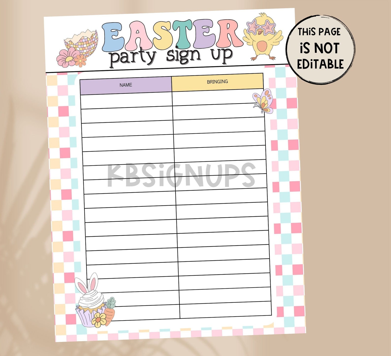 Easter PARTY POTLUCK Sign-up Sheet Easter Class Party Volunteer Sign up ...