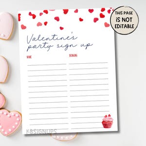 Valentines Day POTLUCK Sign-up Sheet - Kids Valentine Class Party ...