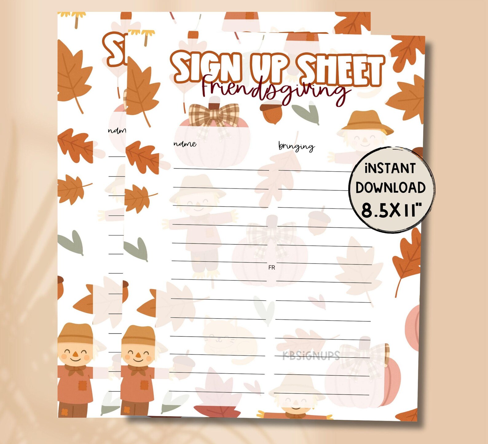 FRIENDSGIVING POTLUCK Sign-up Sheet - Harvest Party | Volunteer Sign up ...