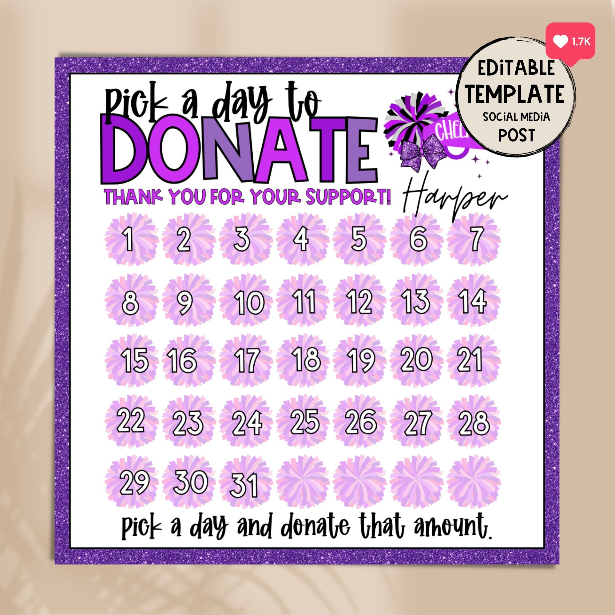 Cheerleading Pick A Date to Donate | Cheer Fundraiser | Pay for Your ...