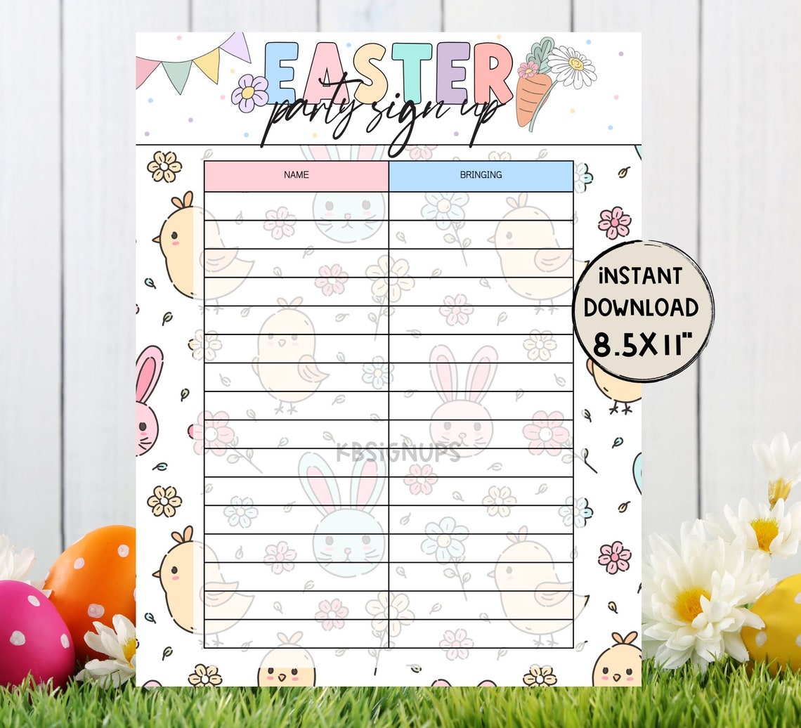 Easter PARTY POTLUCK Sign-up Sheet - Easter Class Party | Volunteer ...