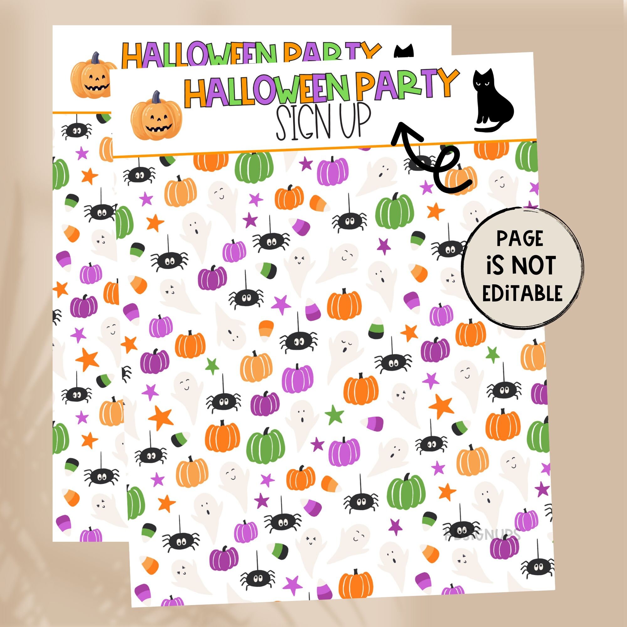 Halloween Class Party Editable Sign-up Sheet Template - Volunteer Sign ...