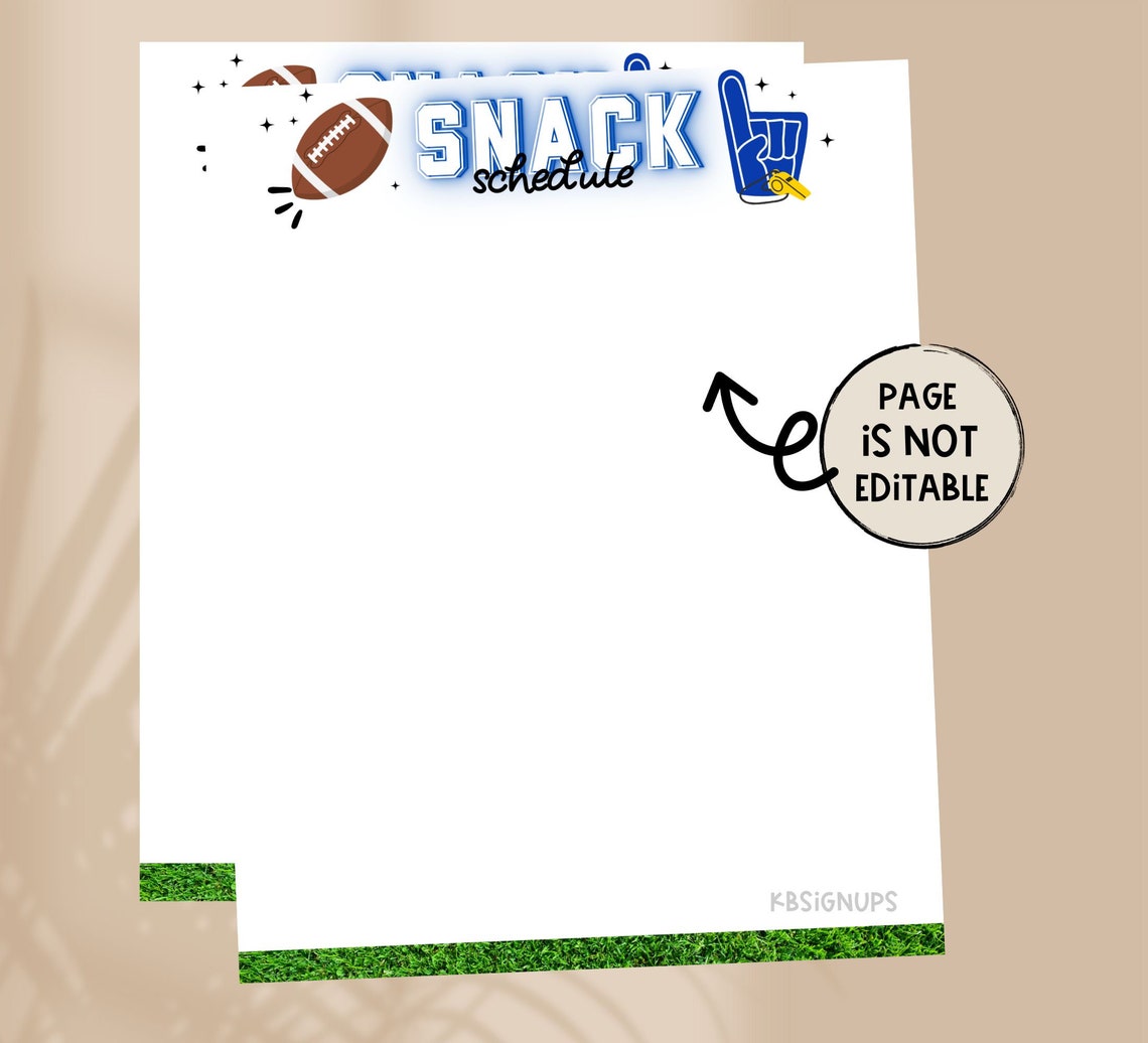 Football Snack Sign up | Snack Mom | Sports Team Snack Sign Up - Etsy