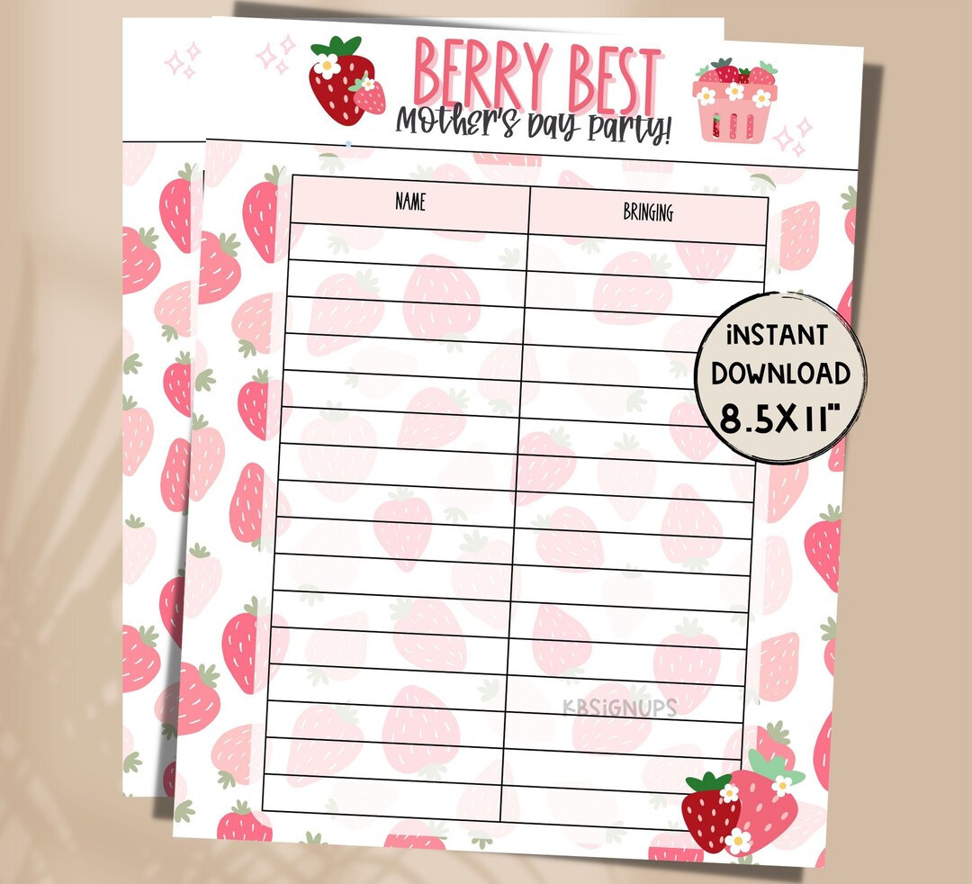 Mother's Day Class Party | Potluck Party Sign up Sheet | Mother's Day ...