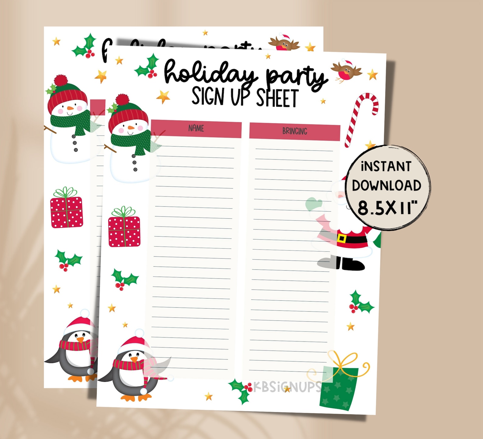 Christmas Party POTLUCK Sign-up Sheet - Christmas Preschool Class Party ...
