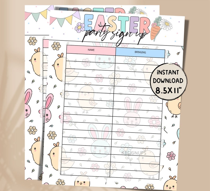 Easter PARTY POTLUCK Sign-up Sheet - Easter Class Party | Volunteer ...
