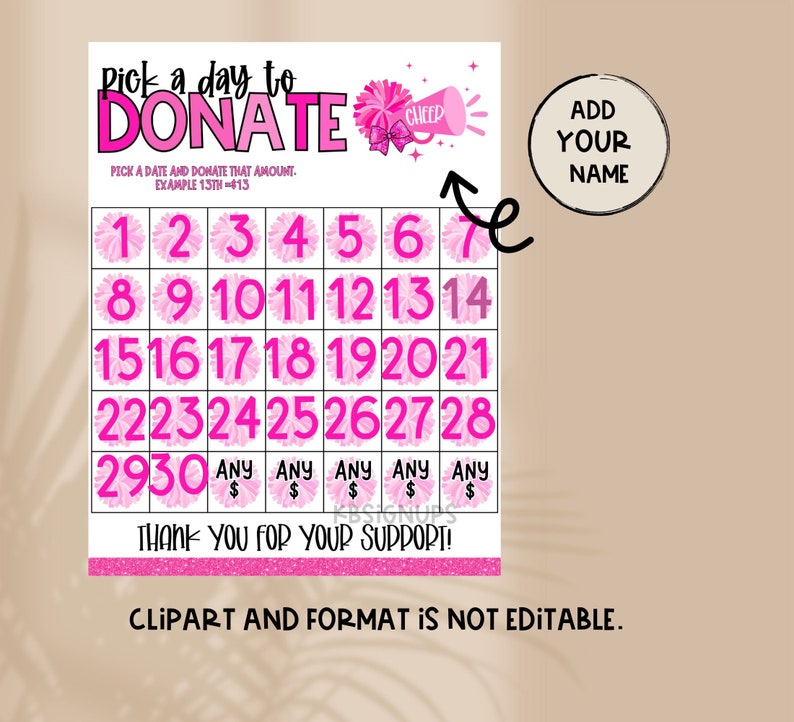 Cheer Pick A Date to Donate | Cheerleading Fundraiser | Pay for Your ...