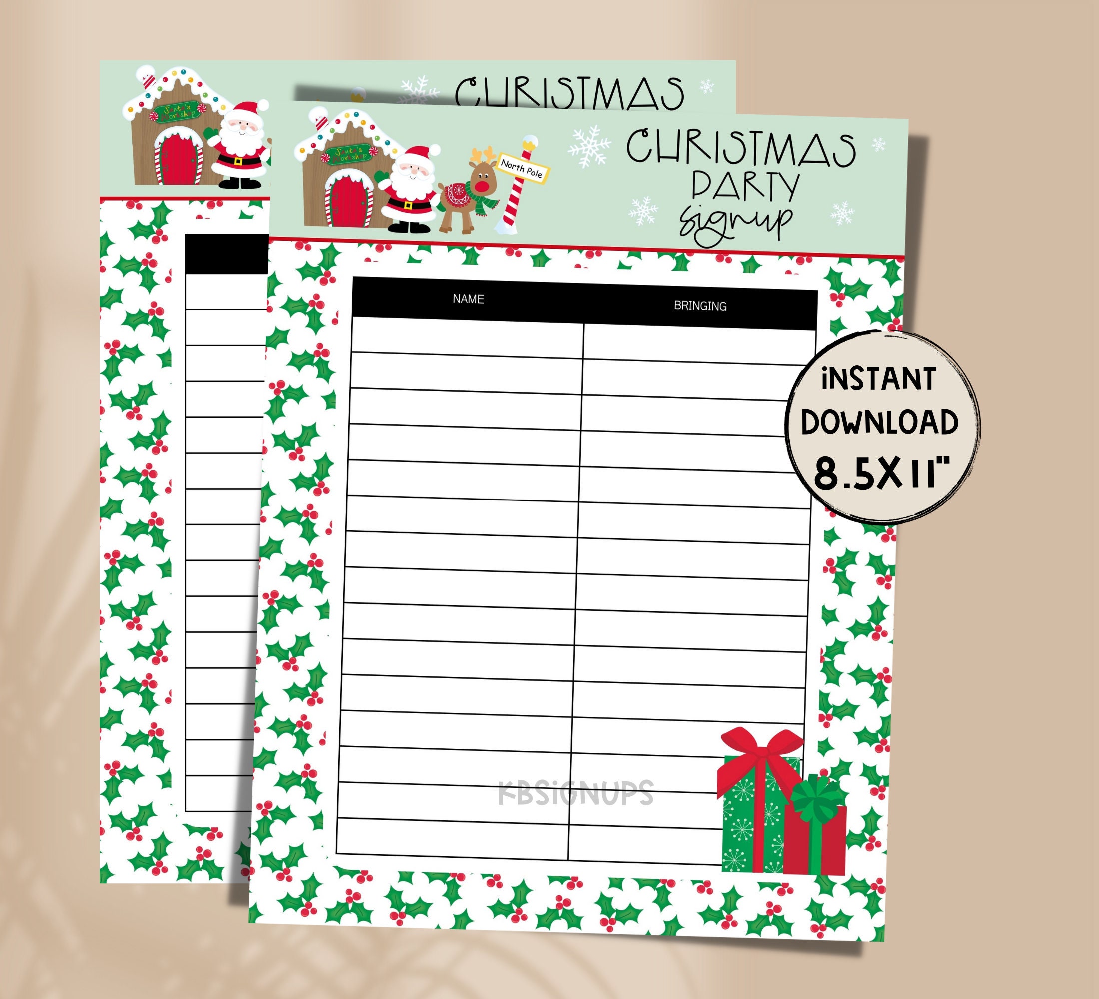 Christmas Party POTLUCK Sign-up Sheet Christmas Preschool Class Party ...