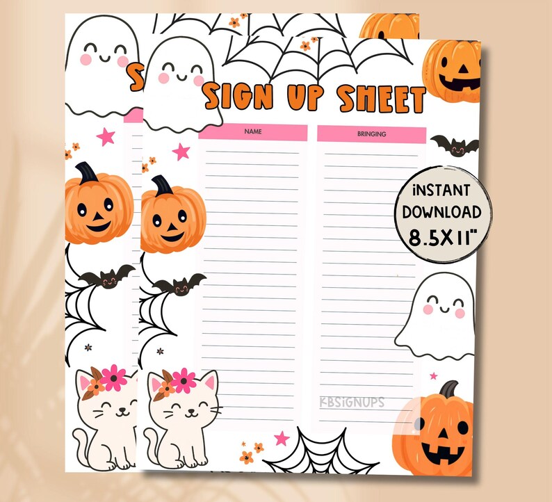 Halloween Party POTLUCK Sign-up Sheet - Pink Harvest Party | Volunteer ...