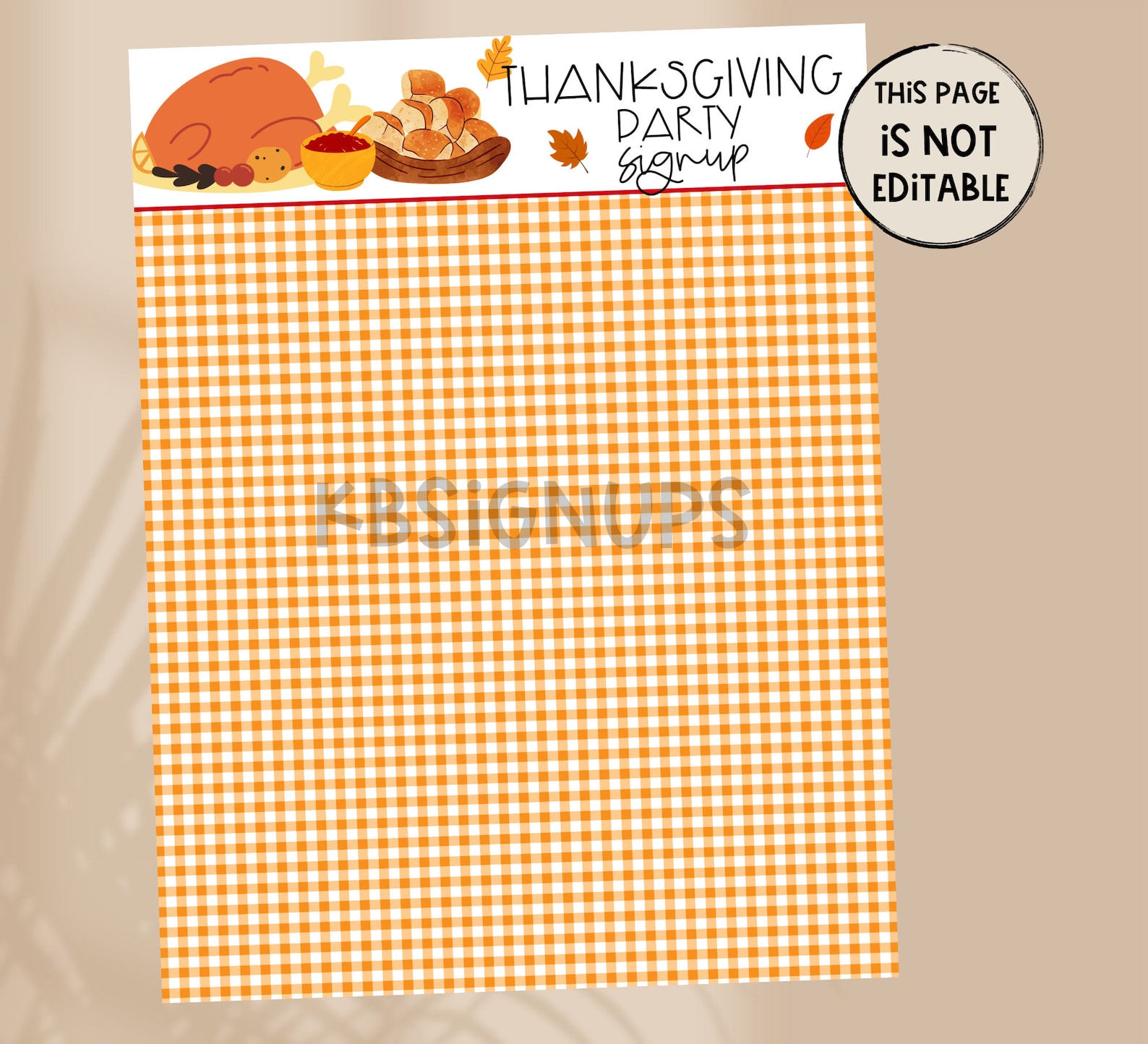 Thanksgiving Party Editable Sign-up Sheet Template - Thanksgiving Class ...