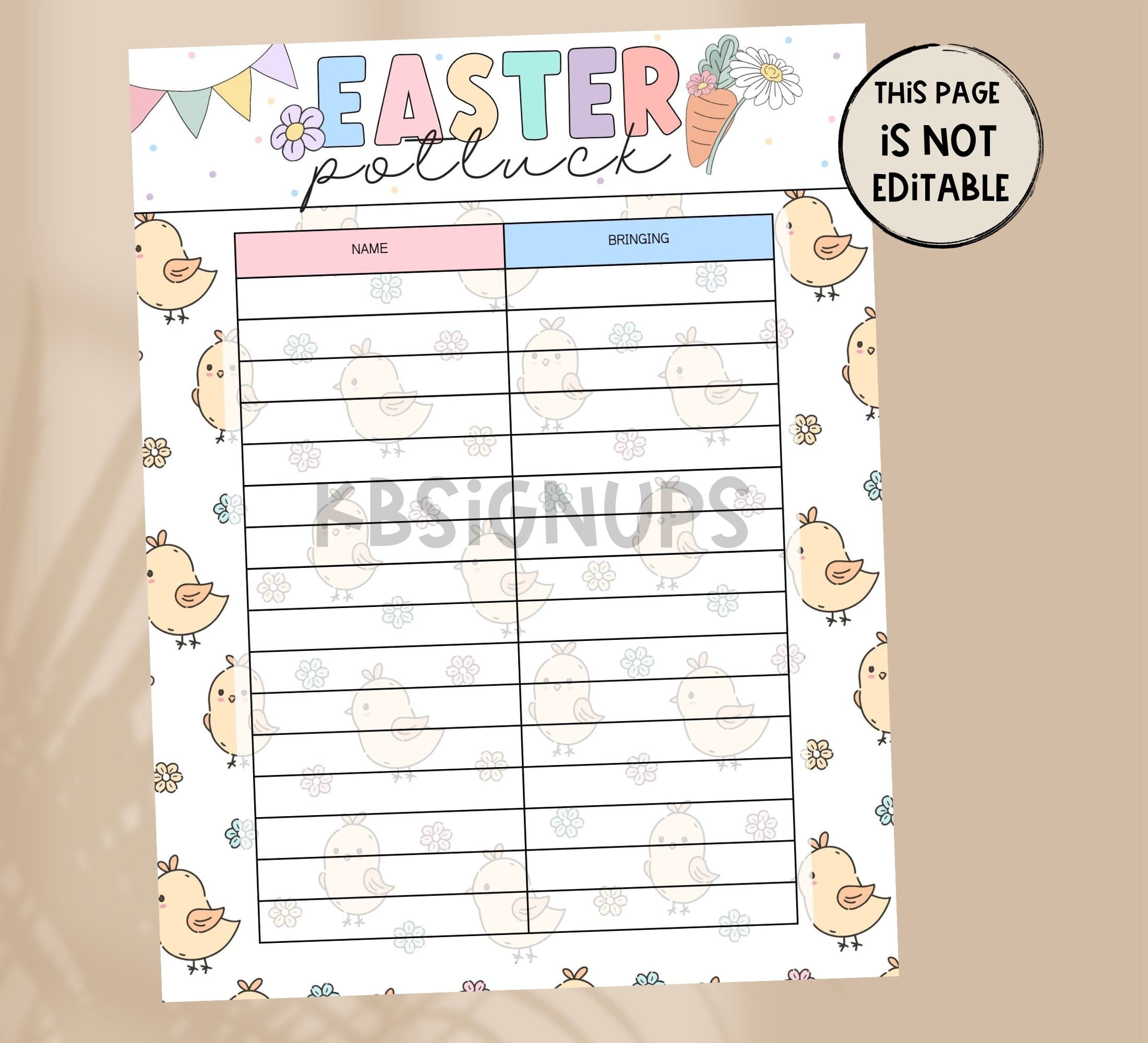 Easter PARTY POTLUCK Sign-up Sheet - Easter Class Party | Volunteer ...