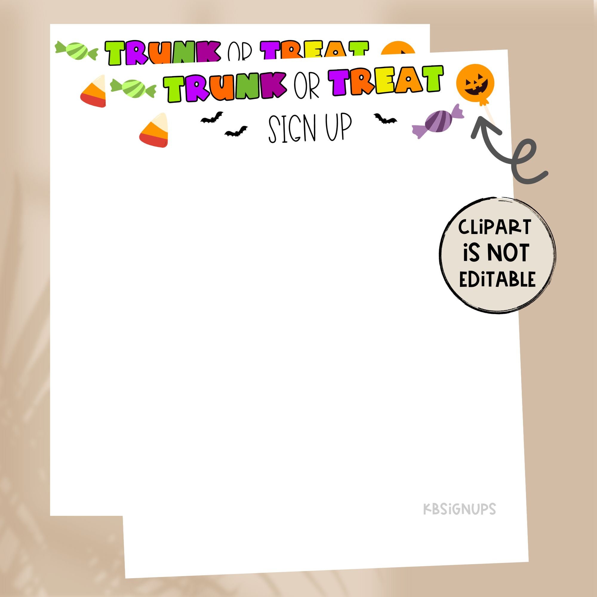 Trunk or Treat Editable Sign-up Sheet Template - Volunteer Sign up ...