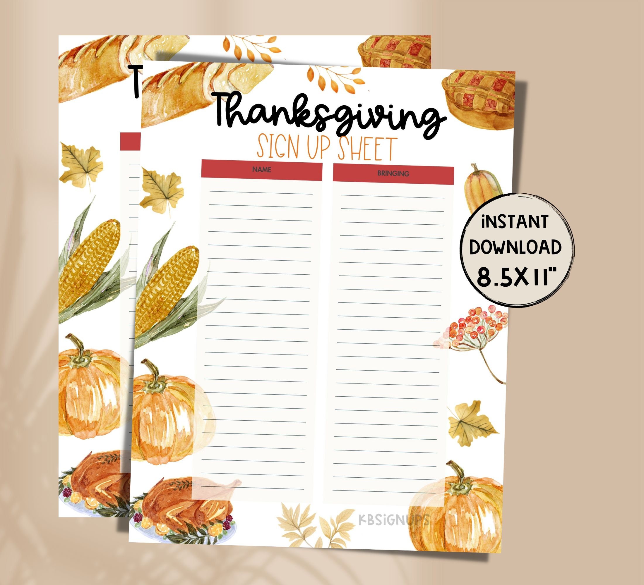 Thanksgiving Party Sign-up Sheet Harvest Party Volunteer Sign up Flyer ...