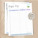 Editable Sign-up Sheet Template - Printable Sign Up. Volunteer Sign up ...