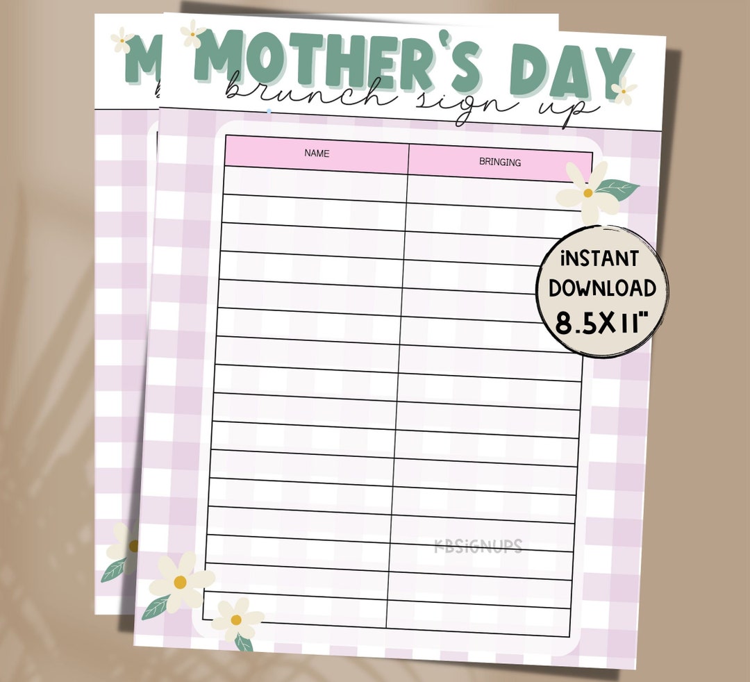 Mother's Day Class Party | Potluck Party Sign up Sheet | Mother's Day ...