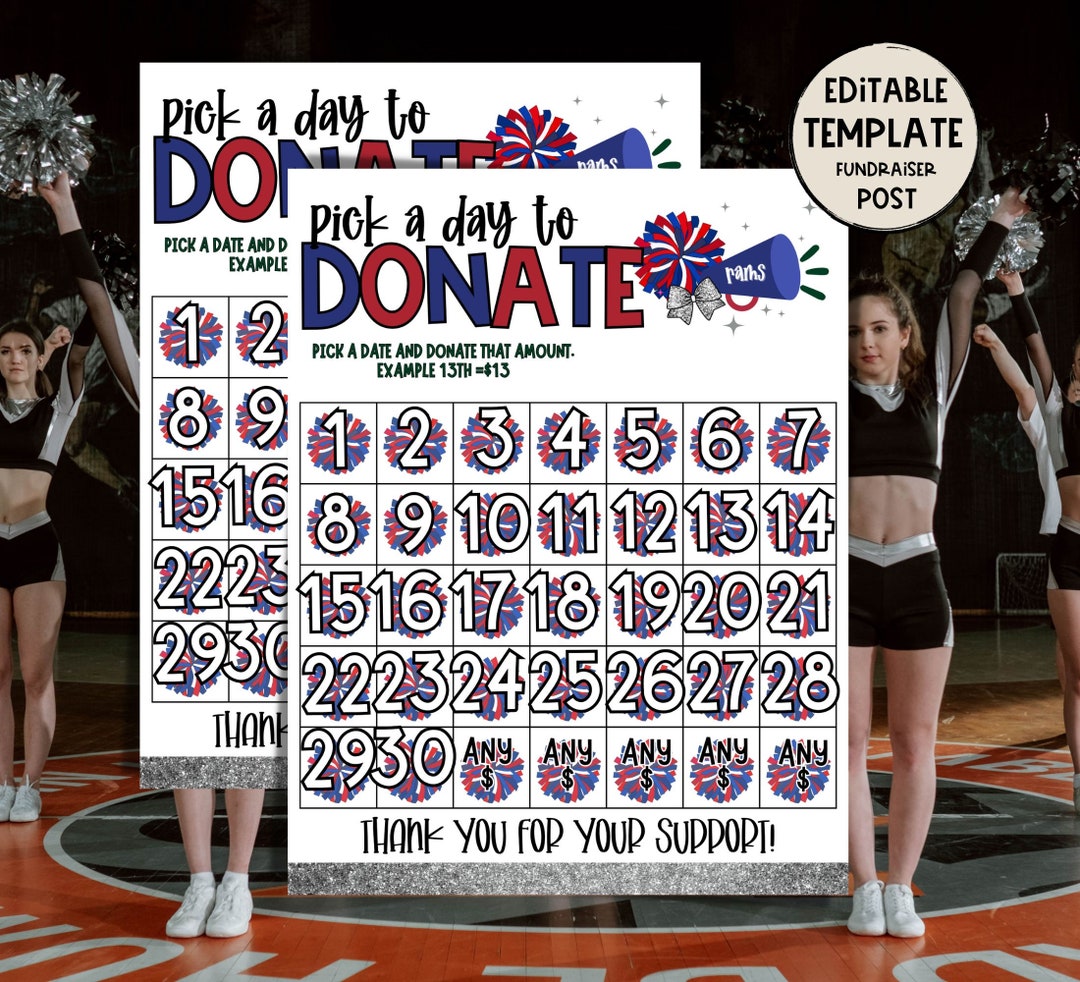 Cheer Pick A Date to Donate | Red White Blue Cheerleading Fundraiser ...