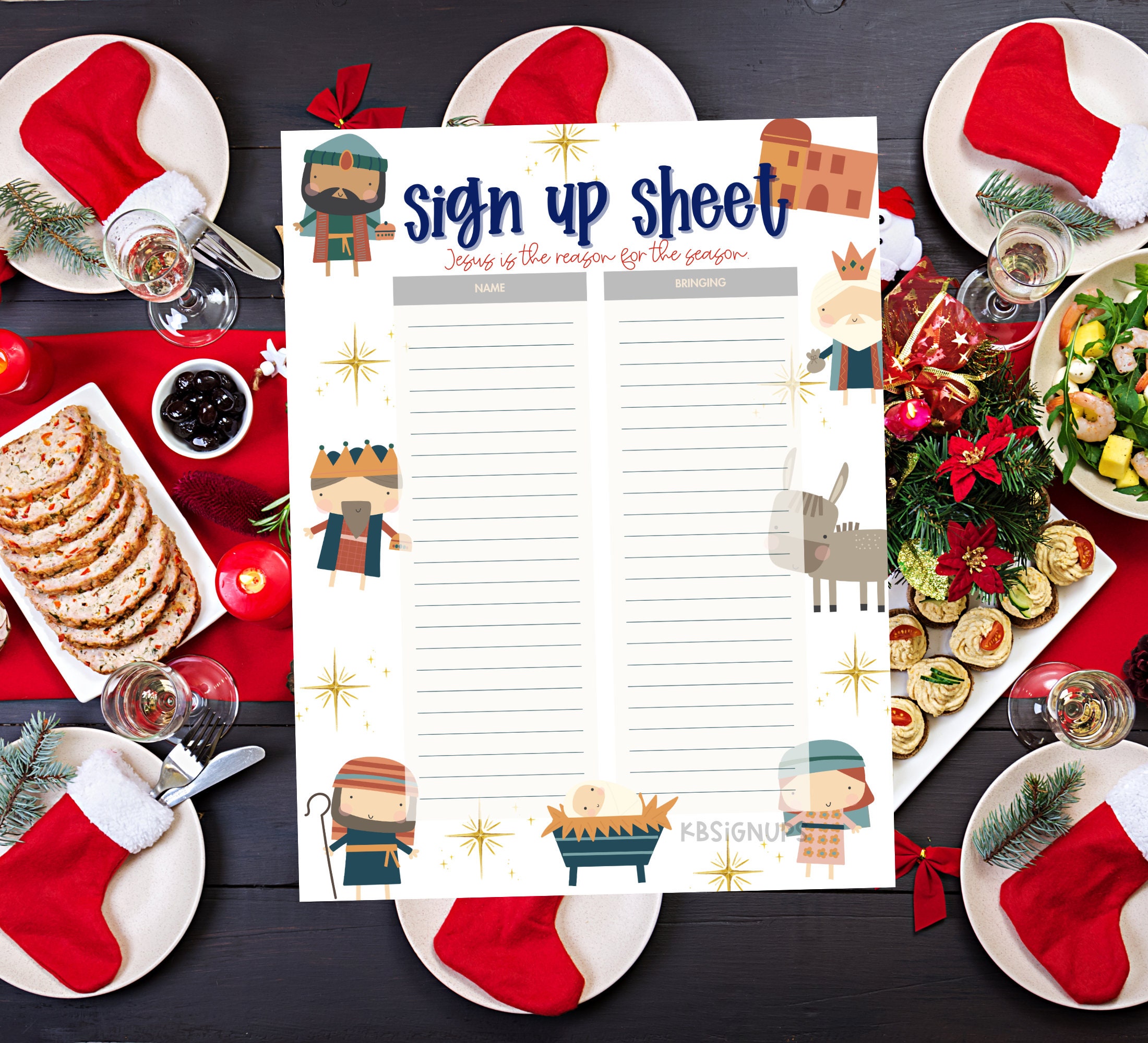Christmas Party POTLUCK Sign-up Sheet - Christmas Preschool Class Party ...