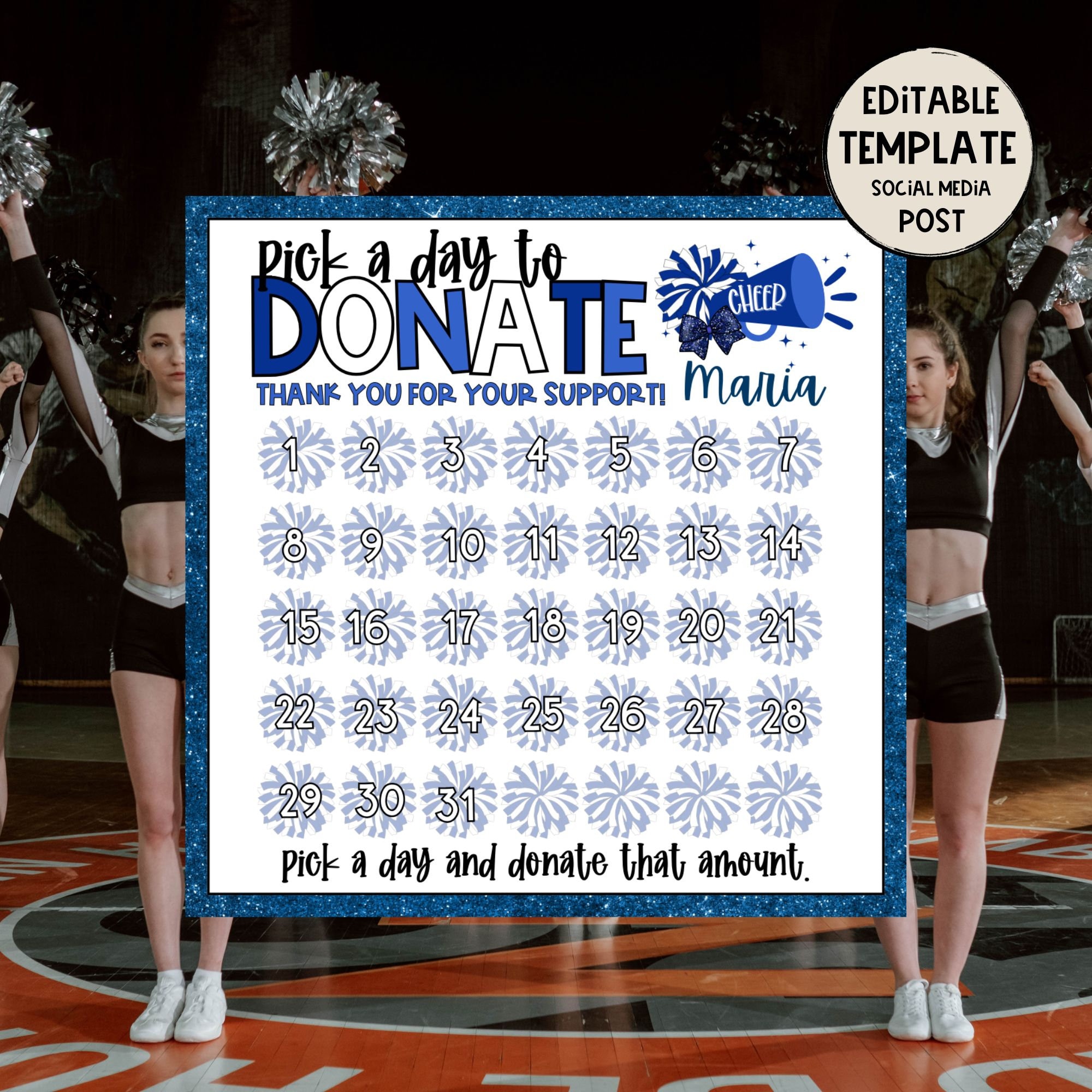 Social Media Cheer Pick A Date to Donate | Cheerleading Fundraiser ...