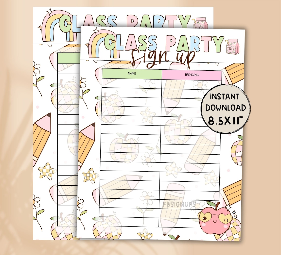 Class Party Sign-up Sheet - Spring Preschool Class Party | Instant ...