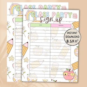 Class Party Sign-up Sheet - Spring Preschool Class Party | Instant ...