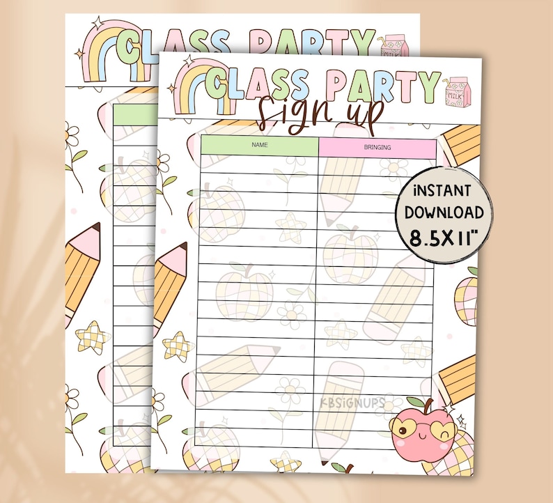 Class Party Sign-up Sheet - Spring Preschool Class Party | Instant ...