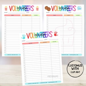 Volunteer Editable Sign-up Sheet Template - Printable Sign Up ...