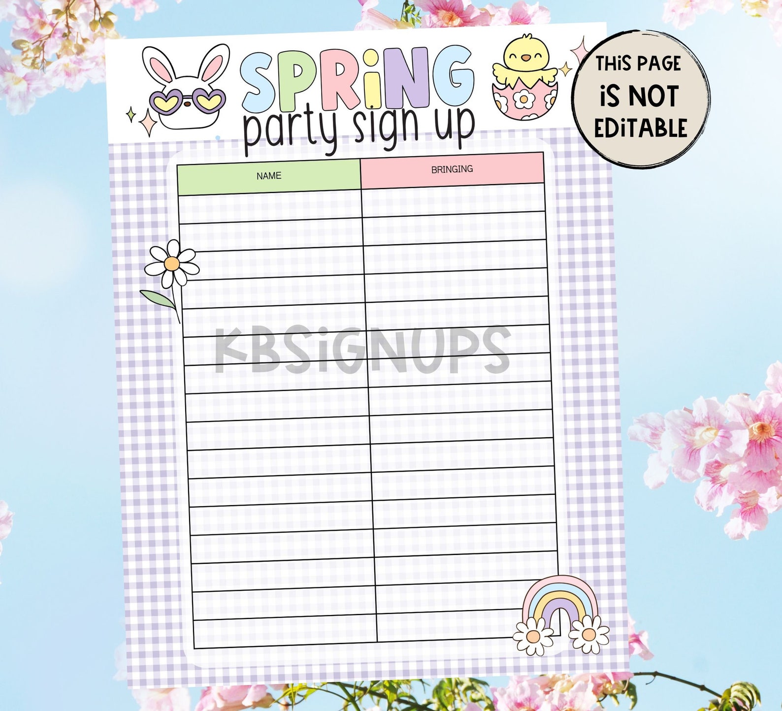 Spring Class Party Sign-up Sheet - Easter Preschool Class Party ...