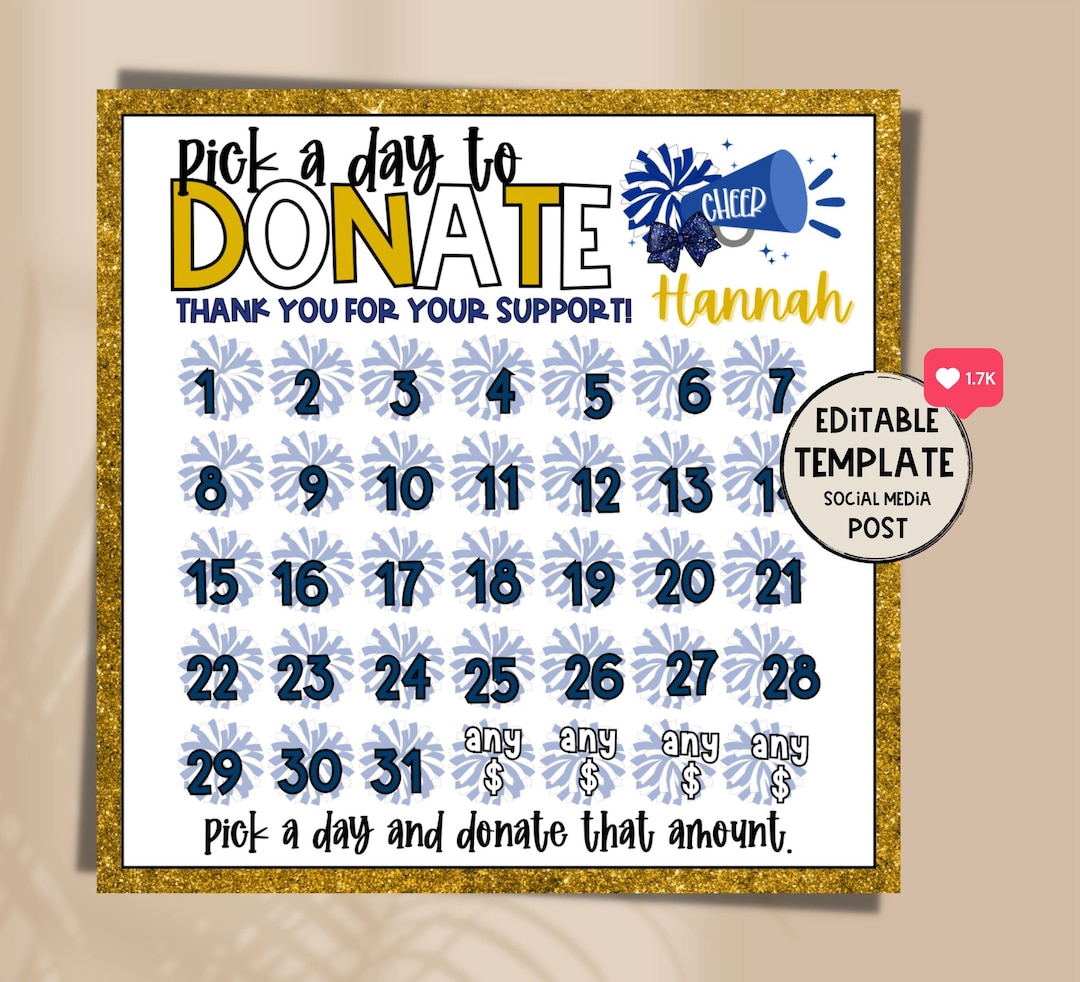 Cheerleading Pick A Date to Donate | Gold Cheer Fundraiser | Pay for ...