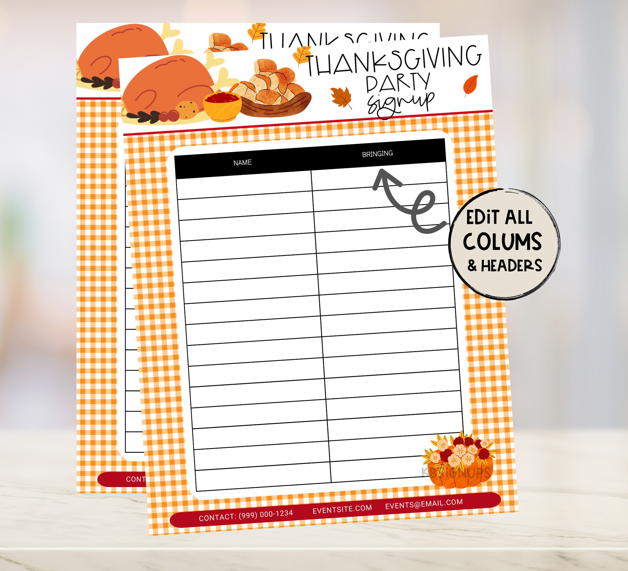 Thanksgiving Party Editable Sign-up Sheet Template - Thanksgiving Class ...