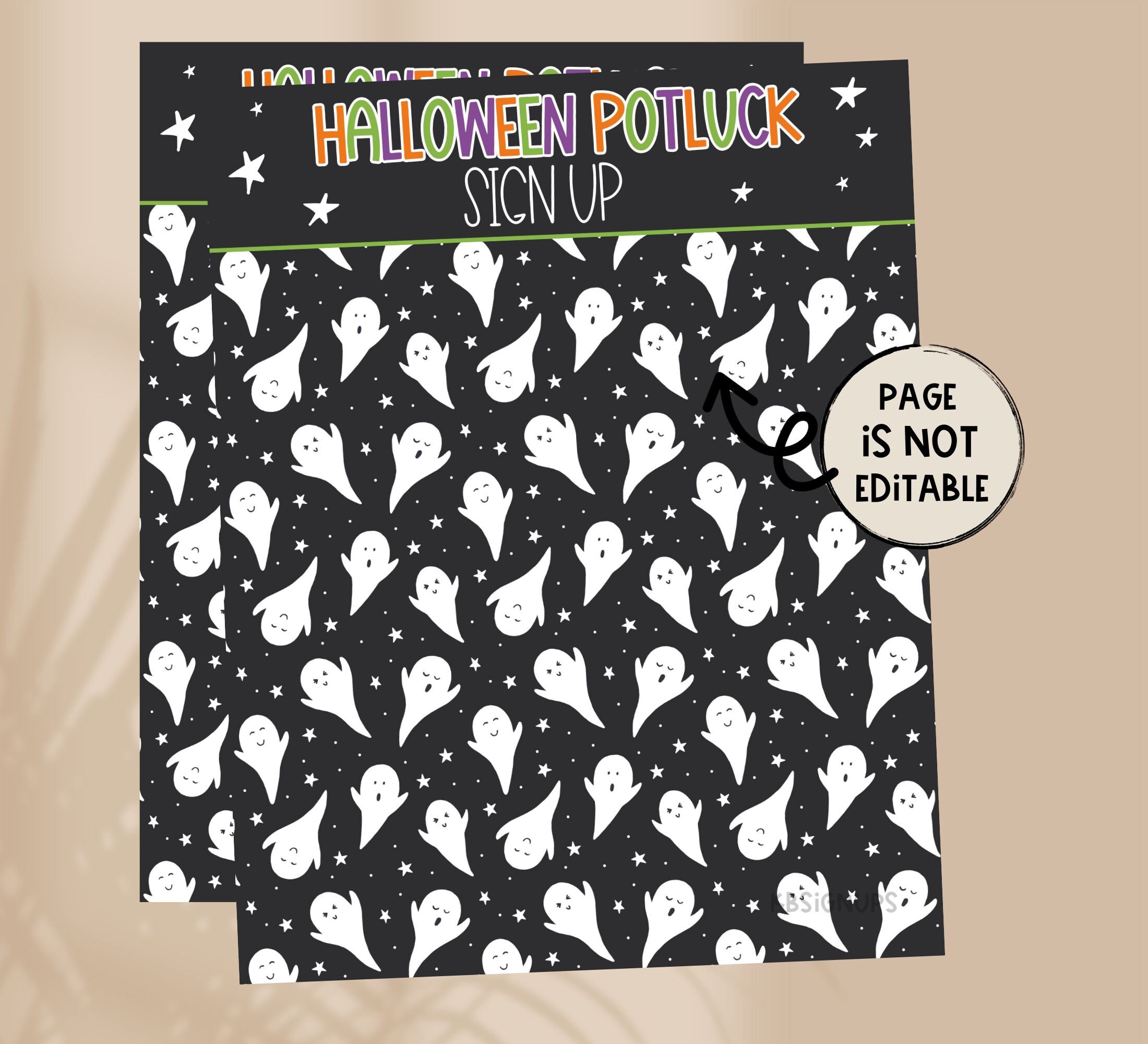 Halloween POTLUCK Editable Sign-up Sheet Template - Spooky Volunteer ...